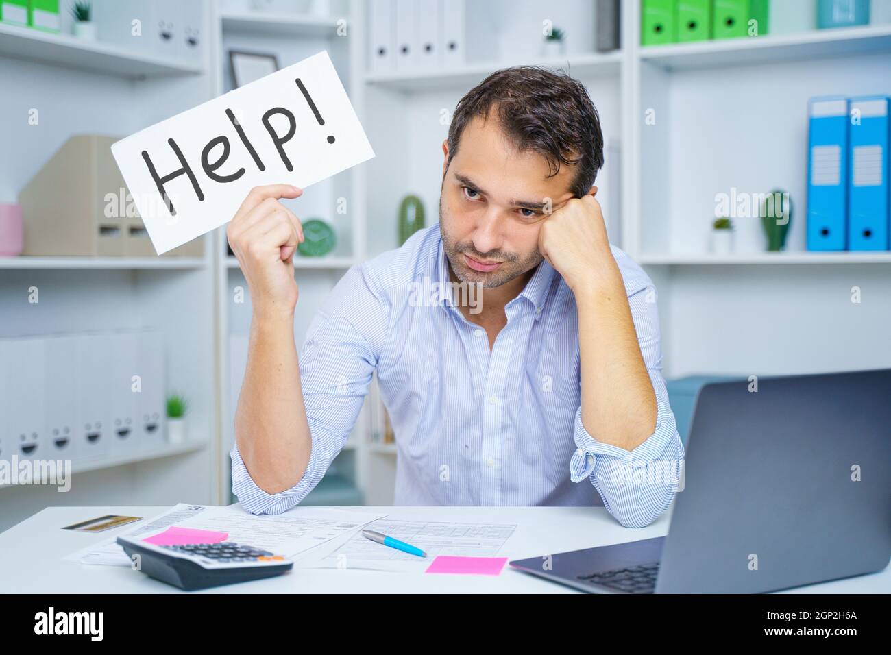 Stressed man desk paper hi-res stock photography and images - Alamy