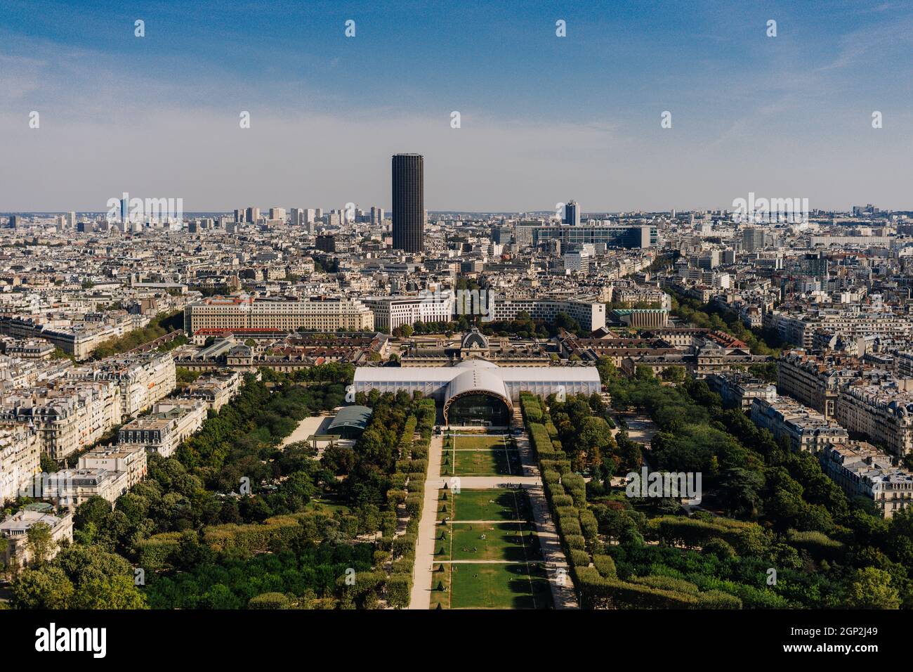 Landscape of Paris, France from the first floor of the Eiffel Tower ...