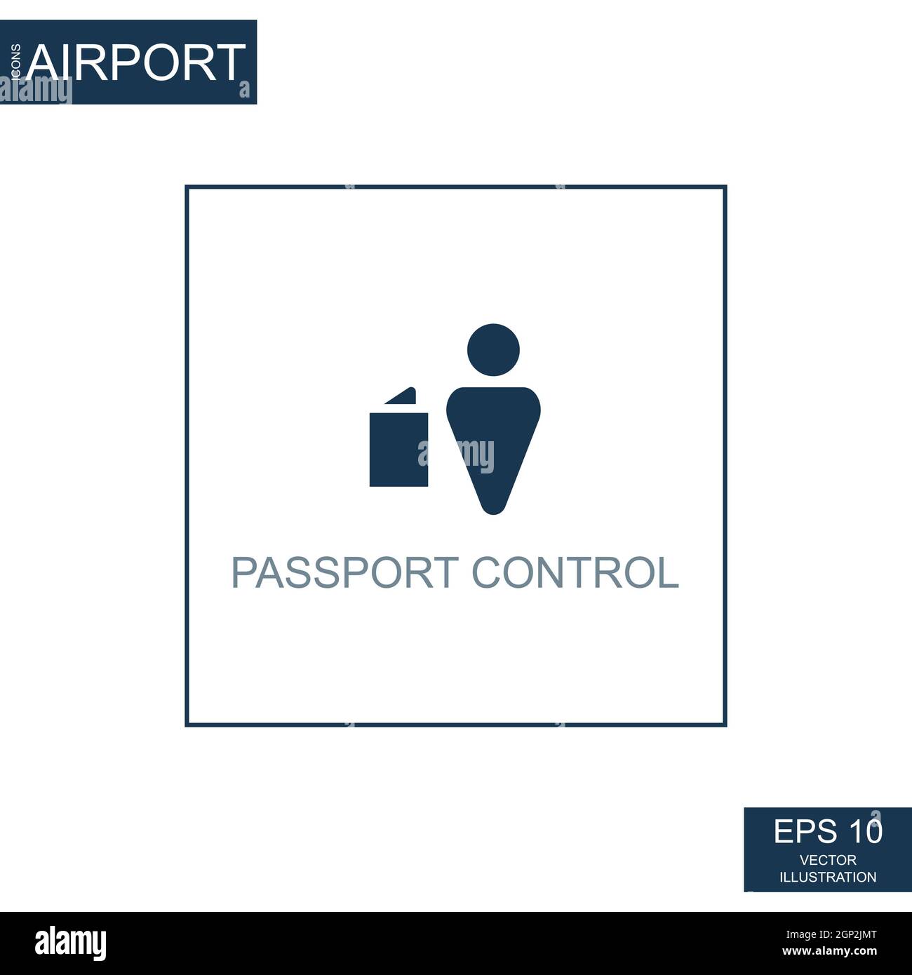 Abstract icon passport control on airport theme - Vector illustration ...