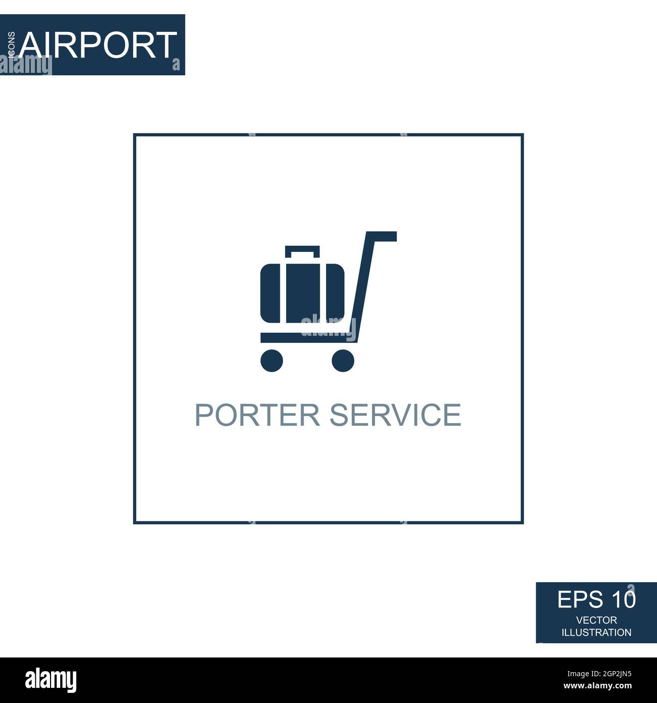 Abstract icon porter service on airport theme - Vector illustration ...
