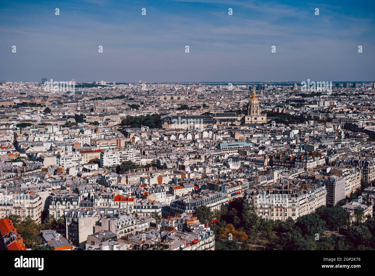 Landscape of Paris, France from the first floor of the Eiffel Tower ...