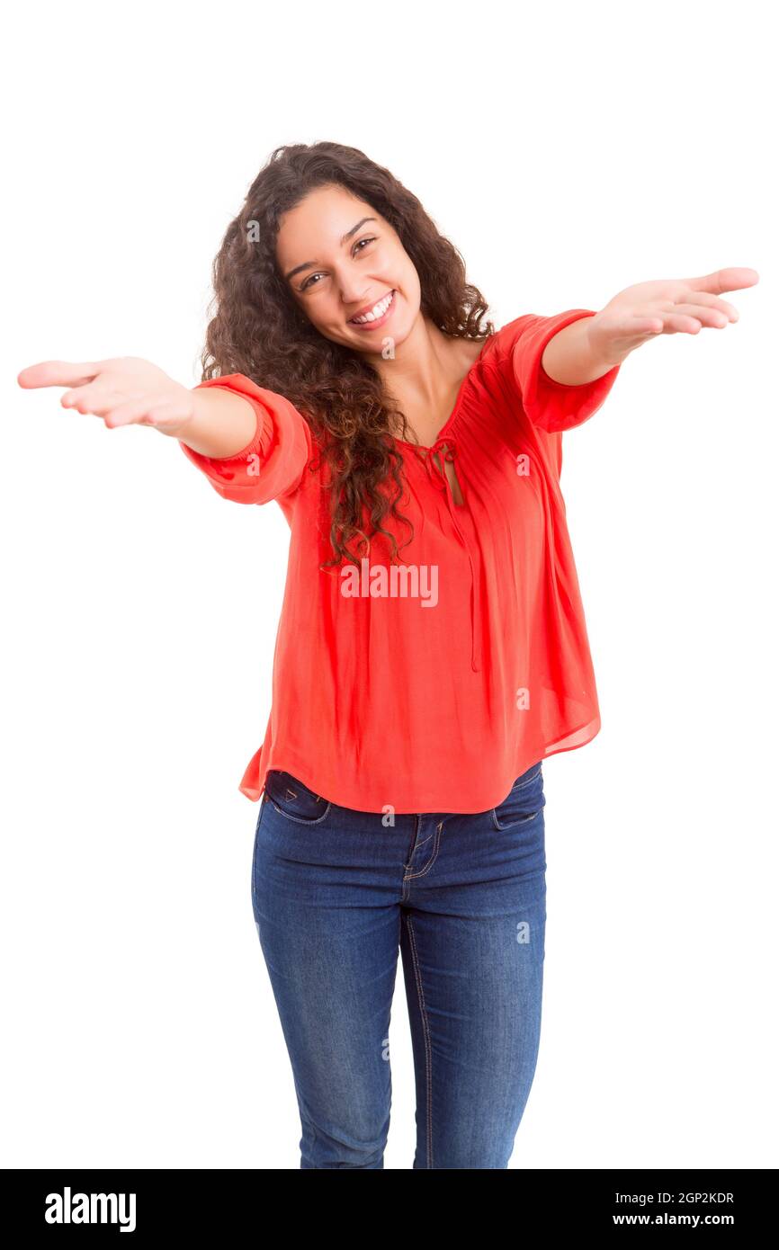 Young woman offering hi-res stock photography and images - Alamy