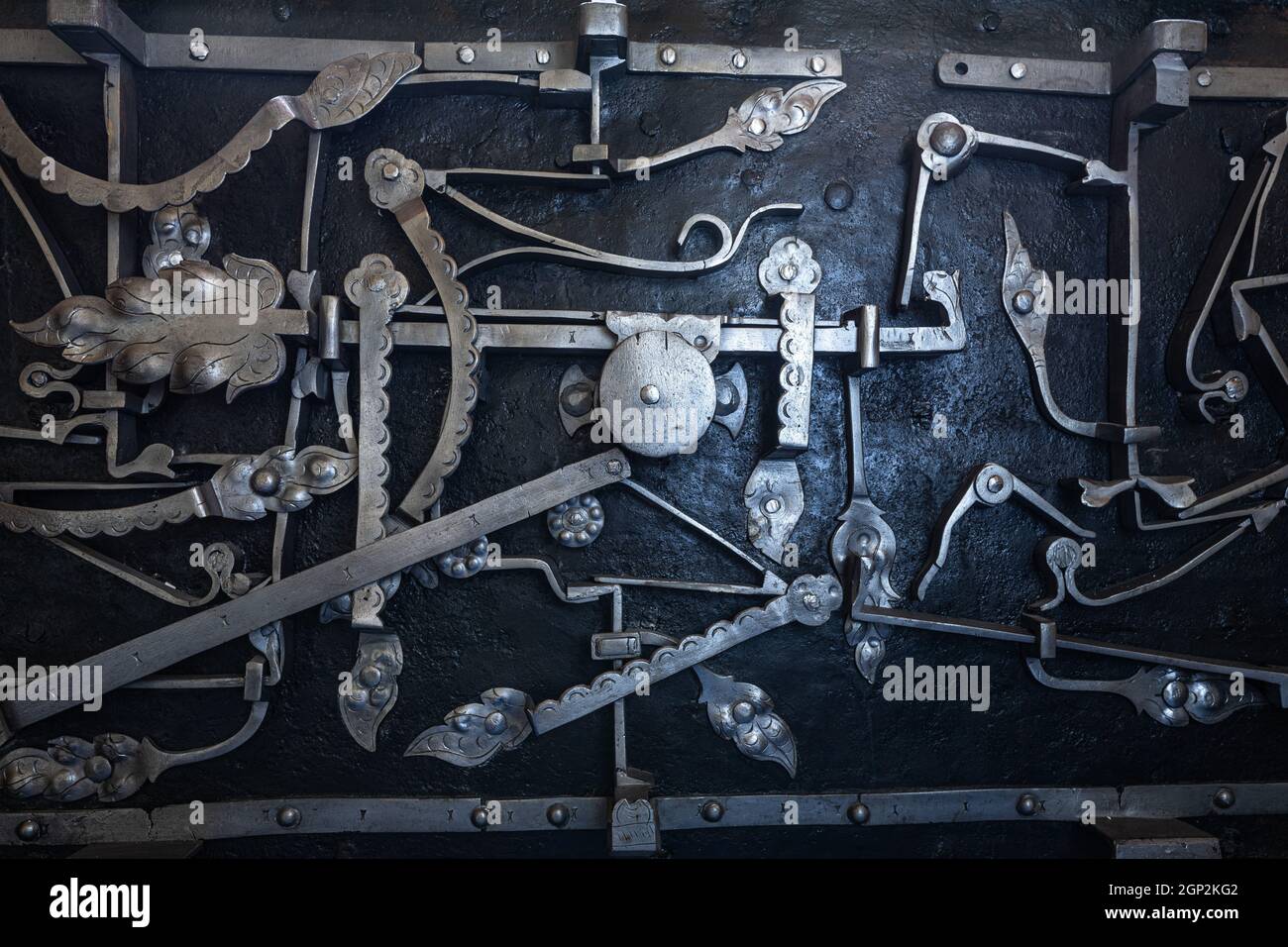Lock mechanism from the inside on an historic strongbox/vault - very ...
