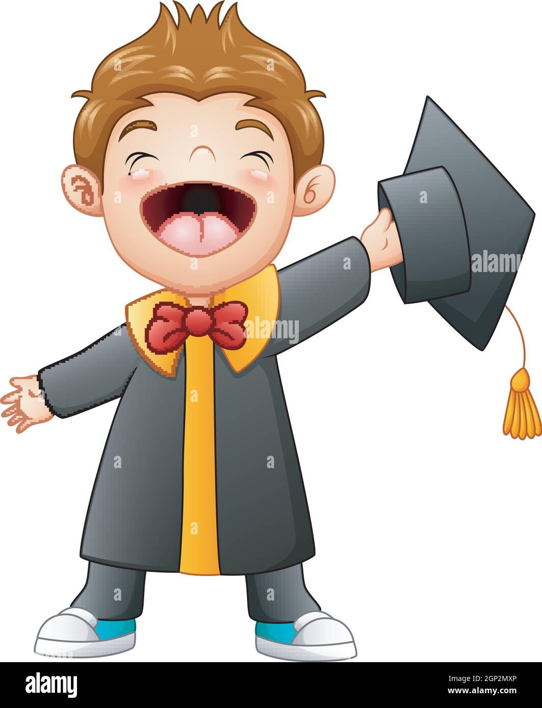 Cartoon boy raising hands Cut Out Stock Images & Pictures - Alamy