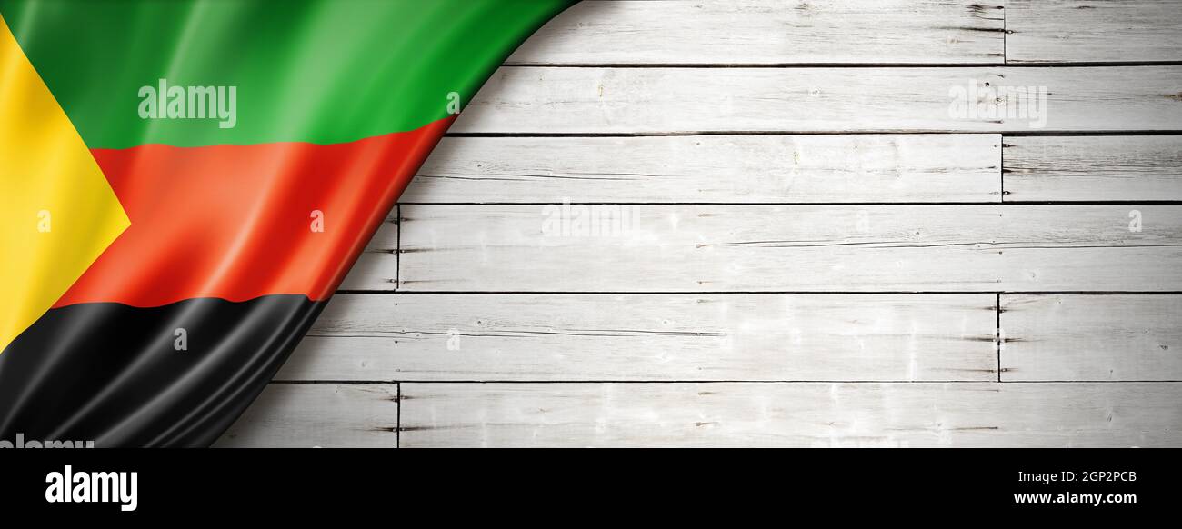 Azawad MNLA flag on old white wall. Horizontal panoramic banner Stock ...