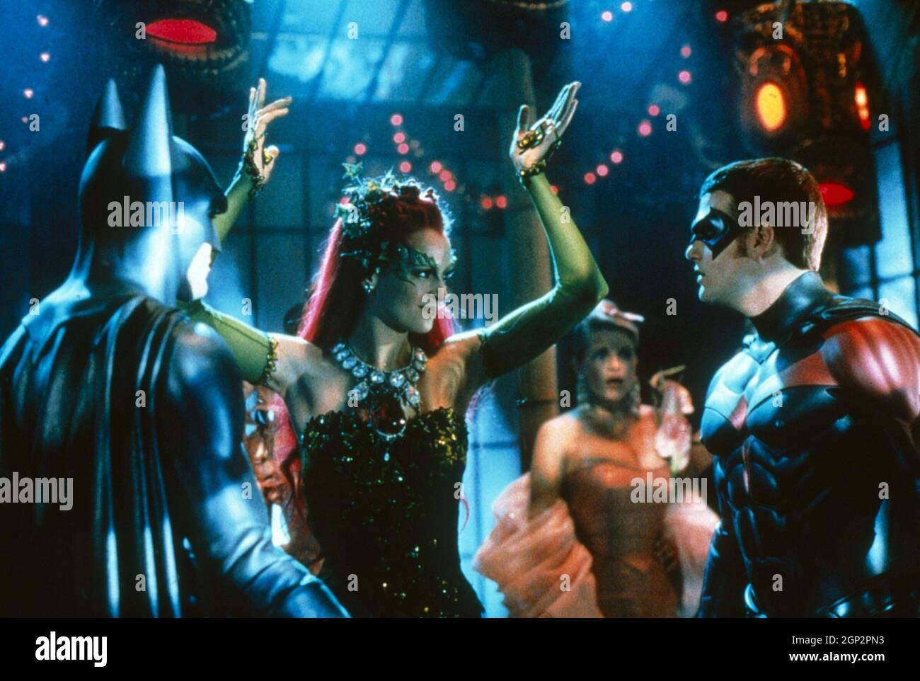 Batman Robin From Left George Clooney As Batman Uma Thurman As