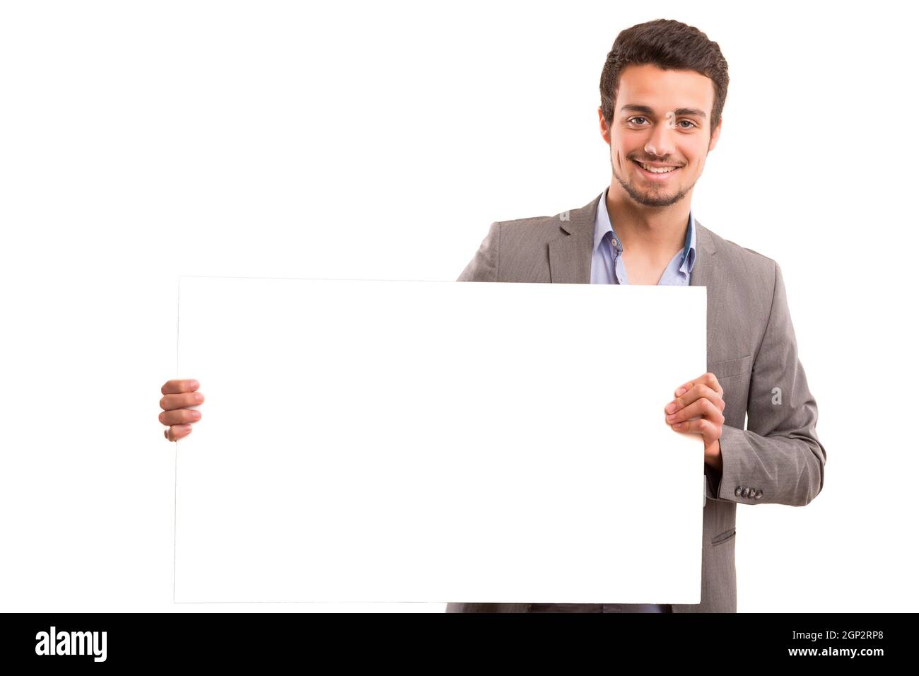 Handsome business man presenting your product Stock Photo - Alamy
