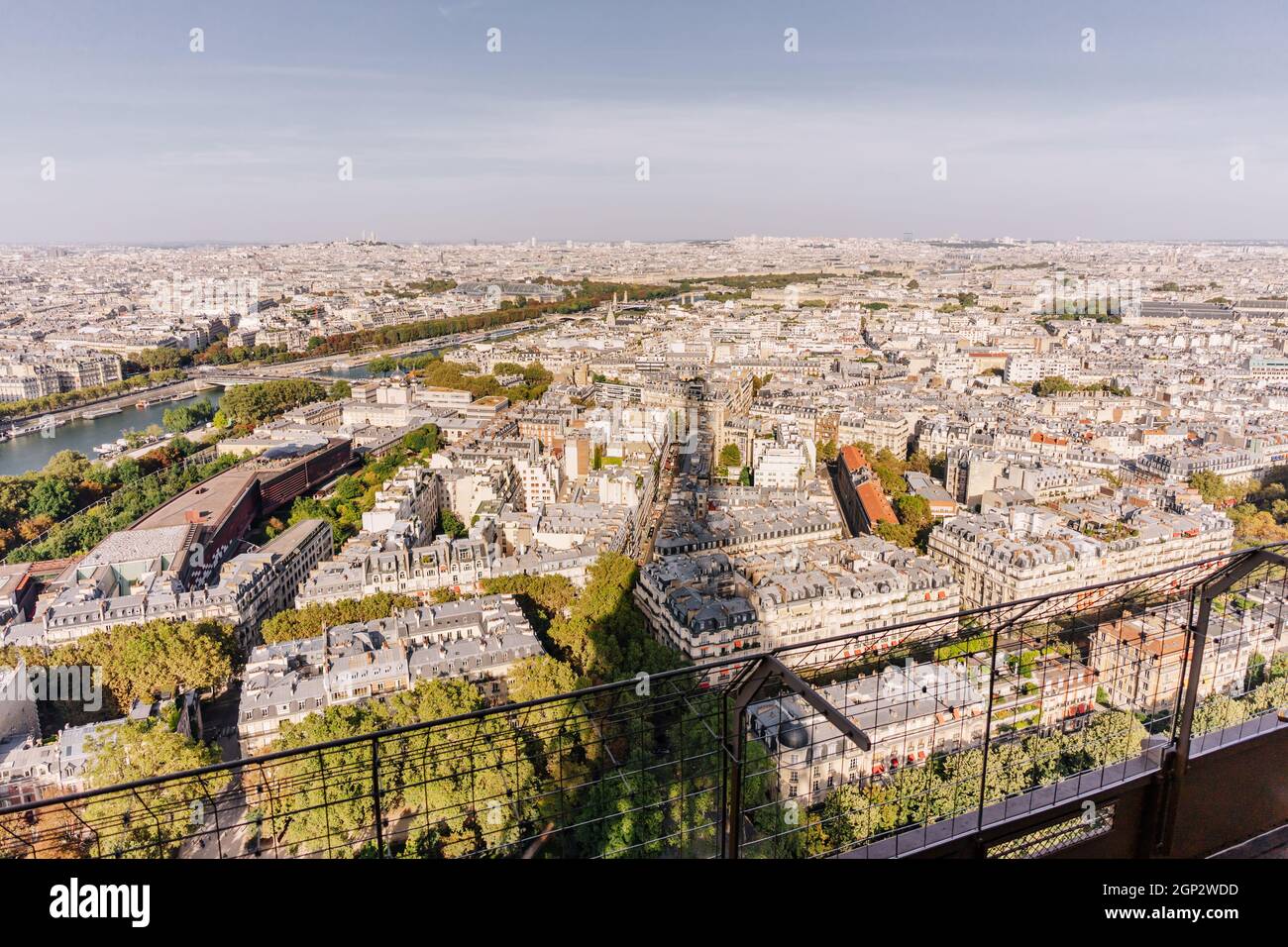 Landscape of Paris from the first floor of the Eiffel Tower Stock Photo ...