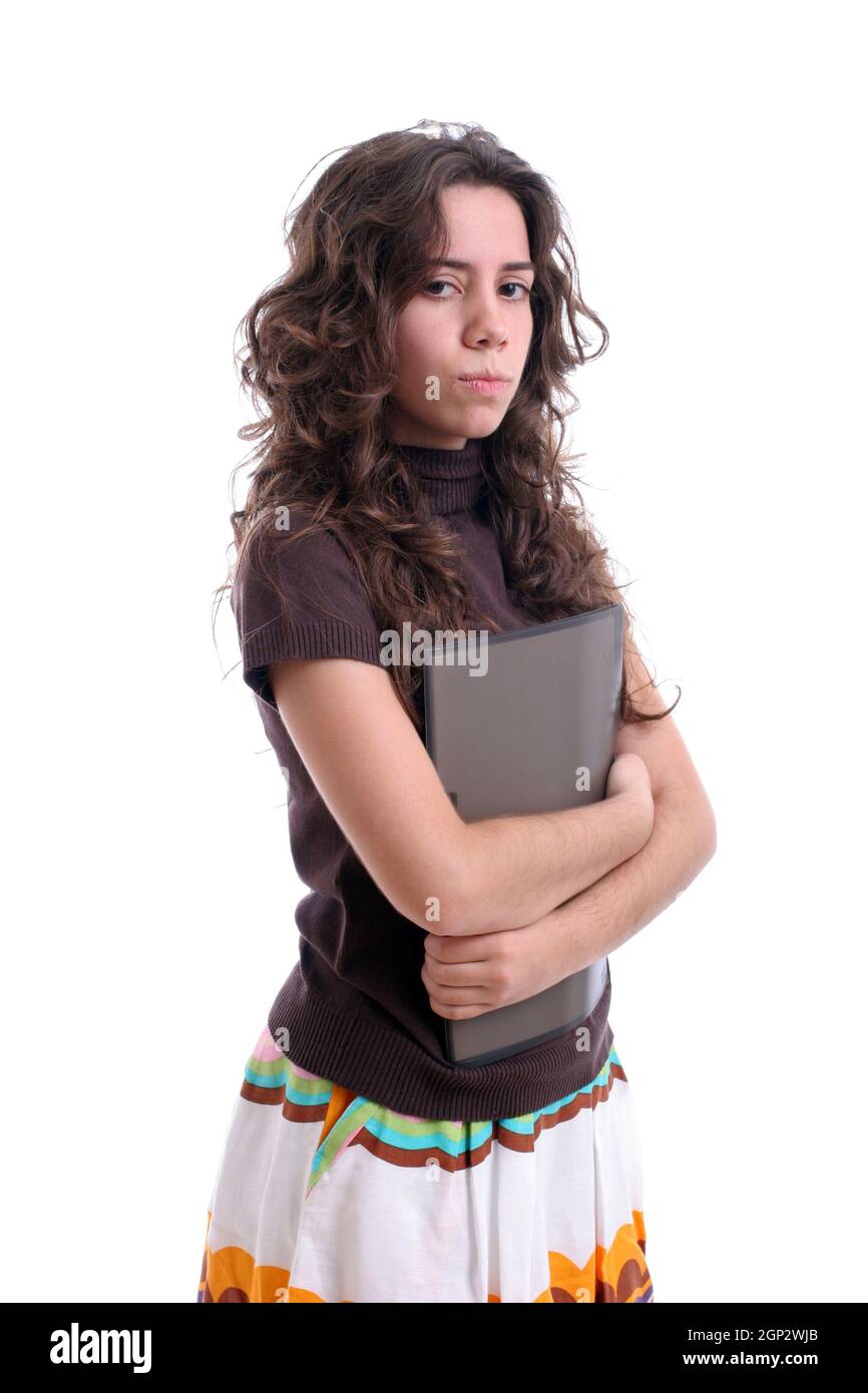 Young sad student, posing isolated over white background Stock Photo ...