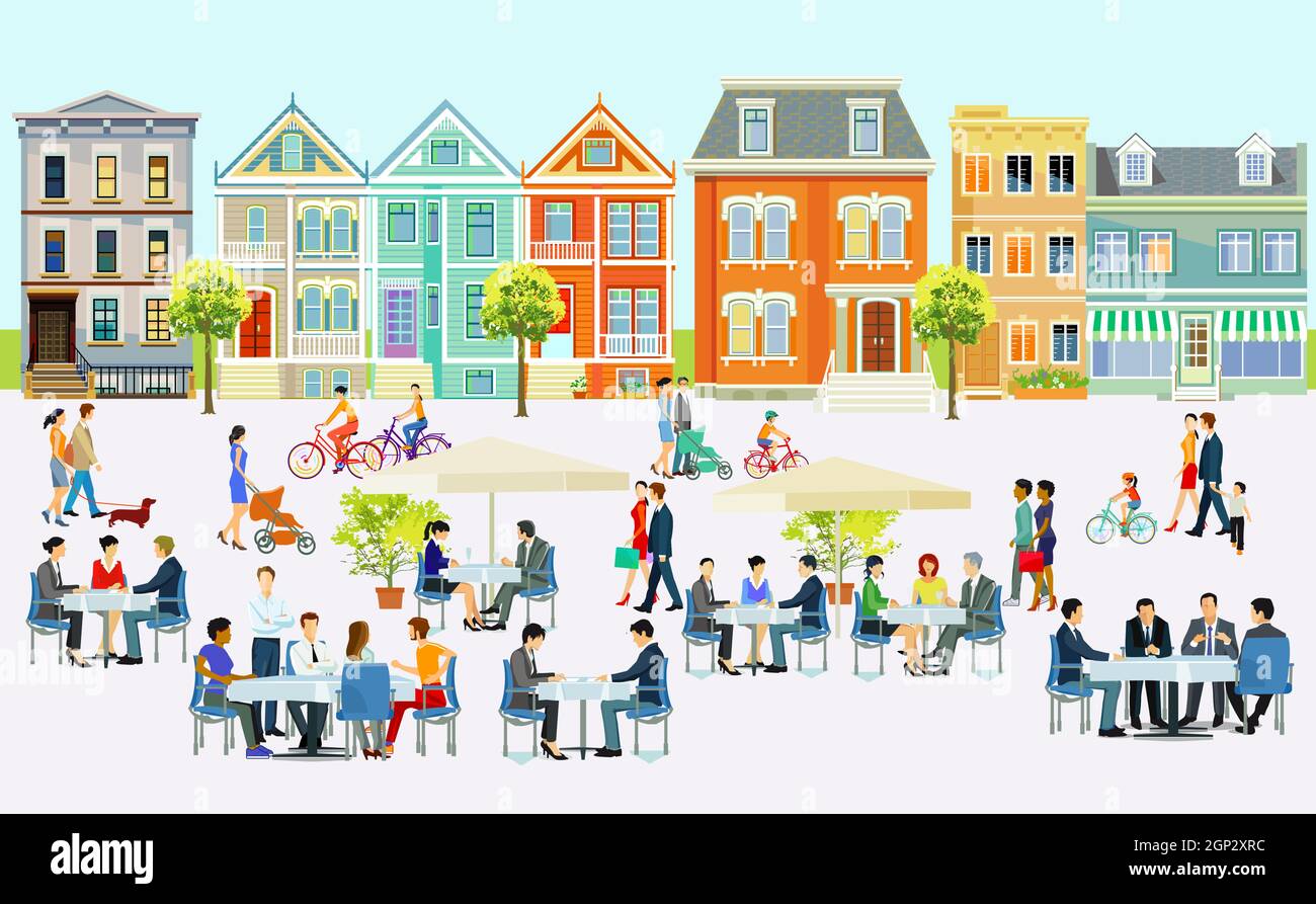 People outside cafe Stock Vector Images - Alamy