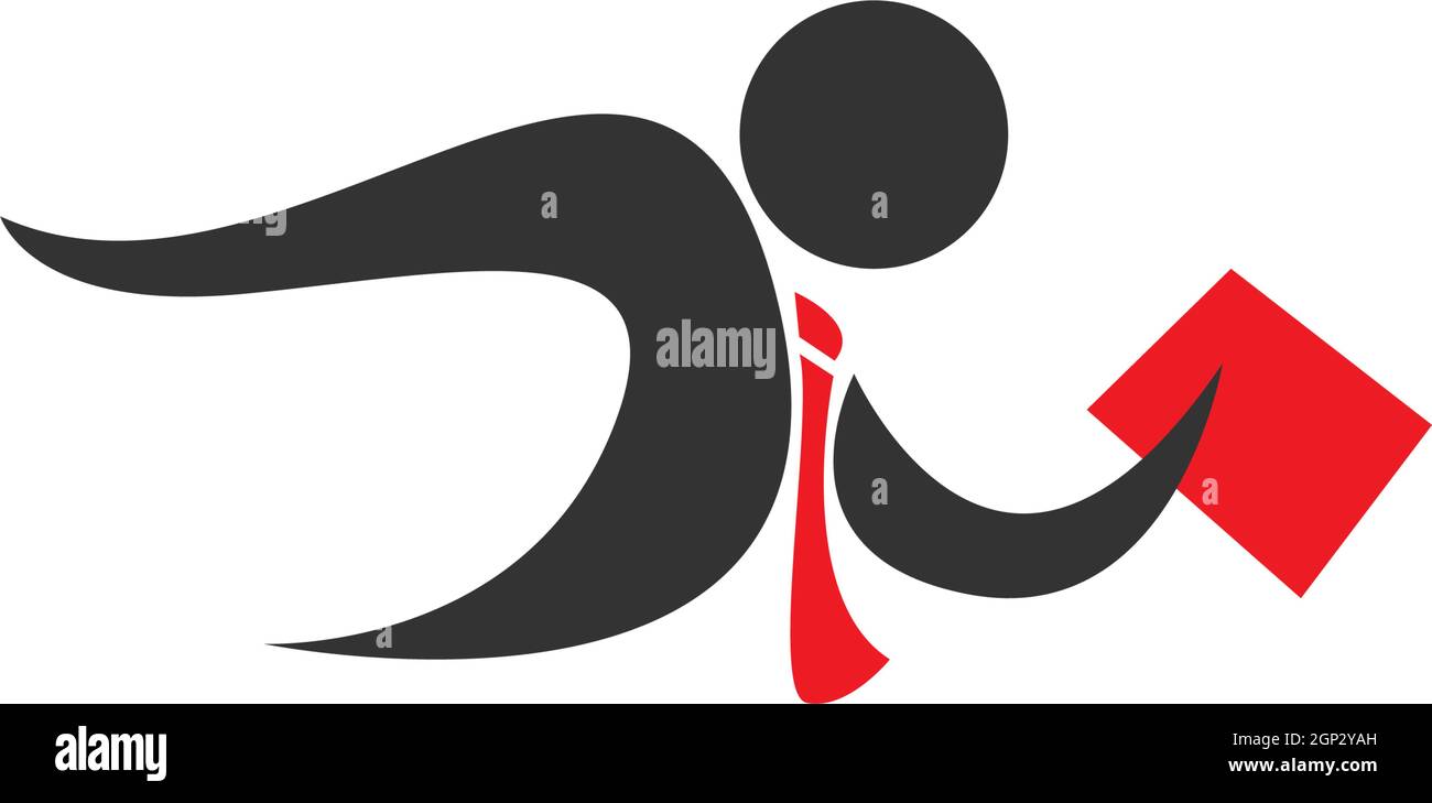 illustration of a businessman running reaching the star with briefcase ...