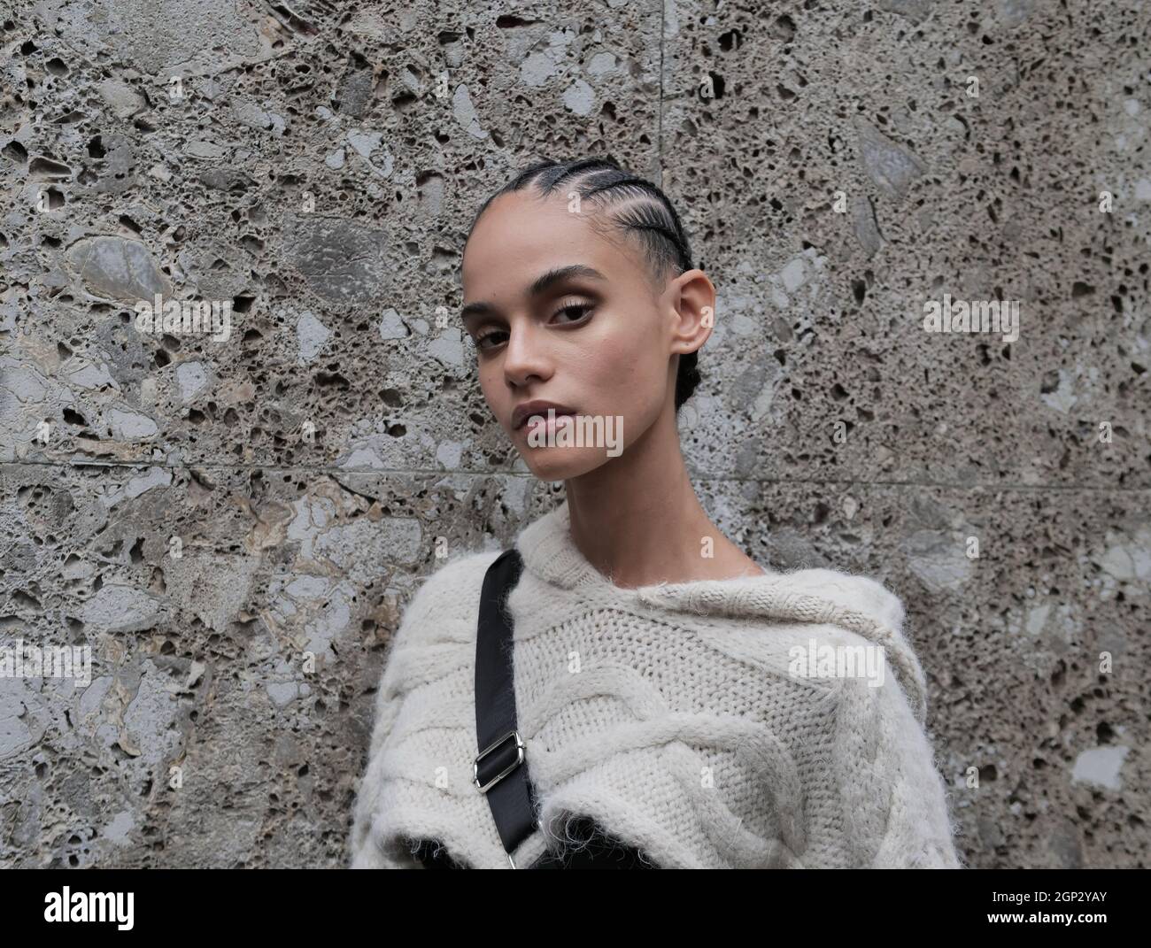 Model Melanie Perez posing for photographers after Dolce E Gabbana ...