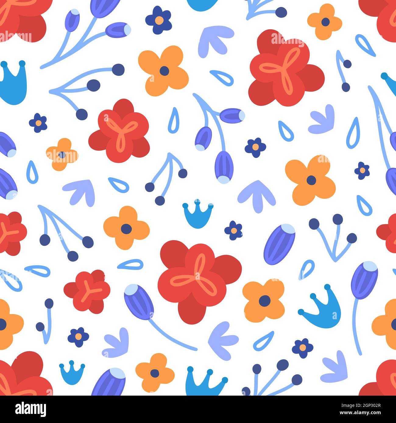 Floral seamless pattern. Hand drawn beautiful flowers. Colorful ...