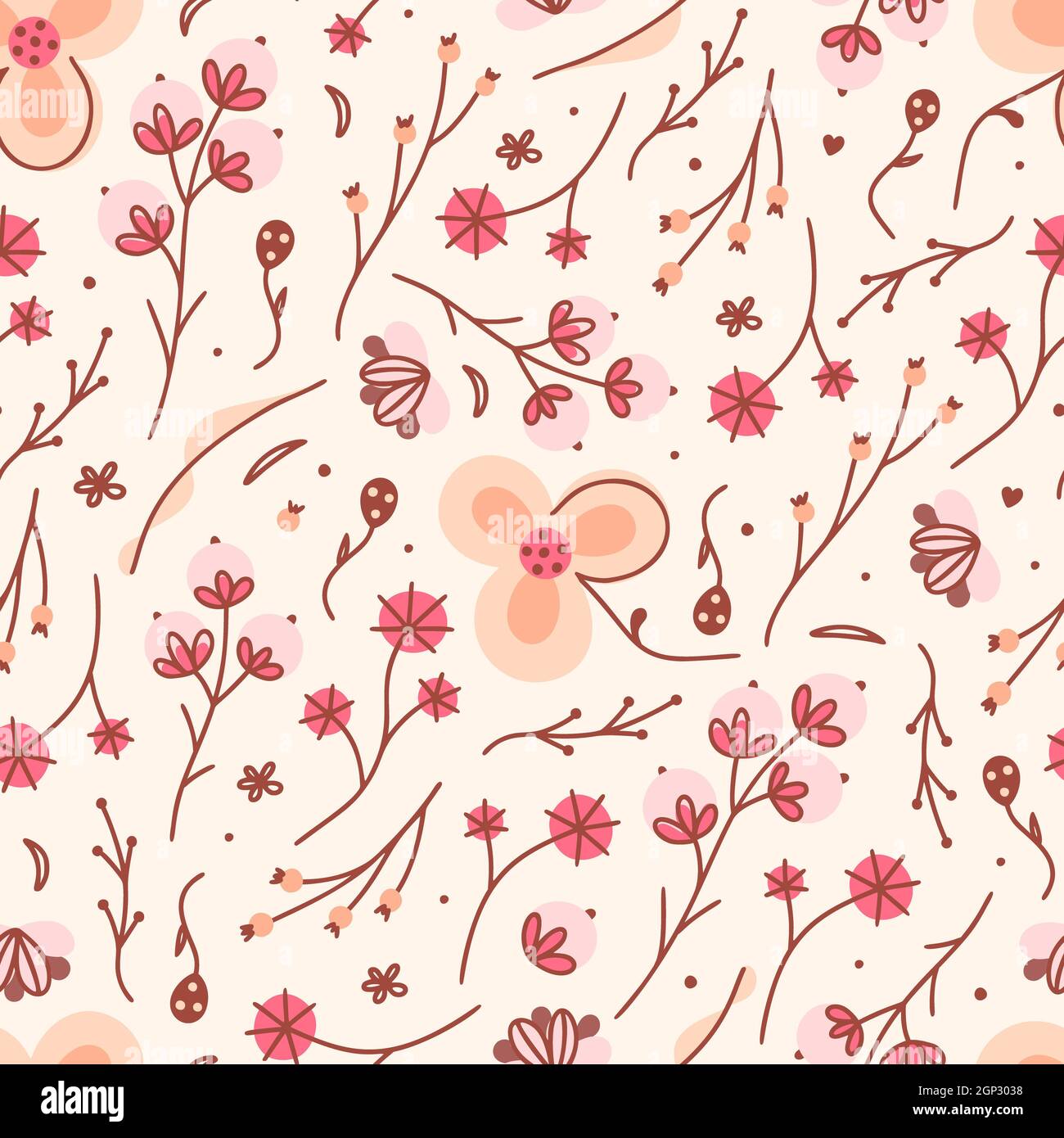 Floral seamless pattern. Hand drawn beautiful flowers. Colorful ...