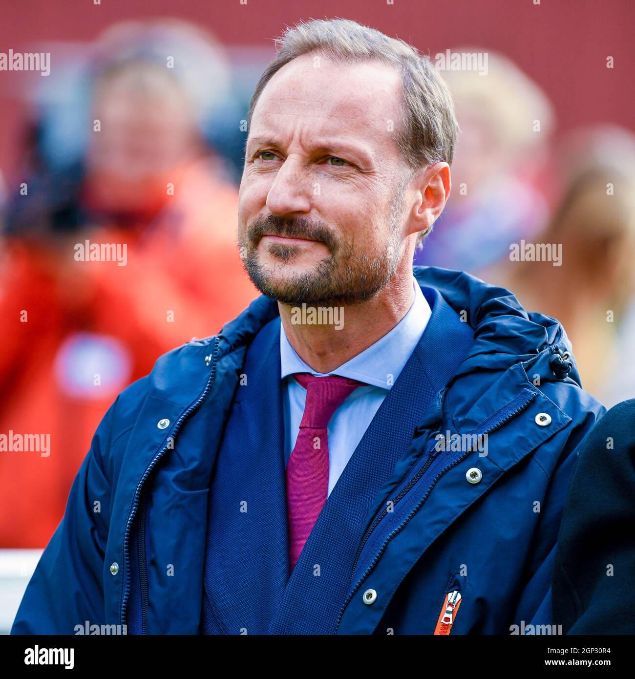 Crown Prince Haakon of Norway during a visit to Indre Ostold, Norway ...