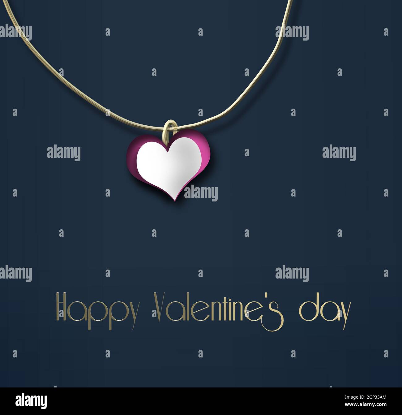 Luxury Elegant Happy valentine day card. Gold frame, heart on black ...