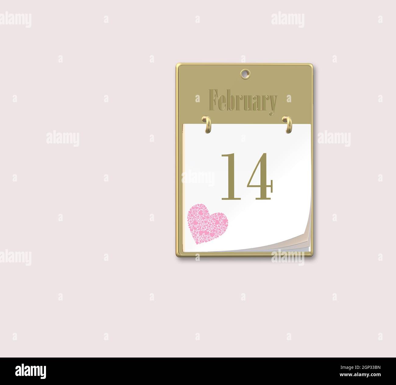 Valentine's calendar 14 february on pink pastel background. Cute pink ...