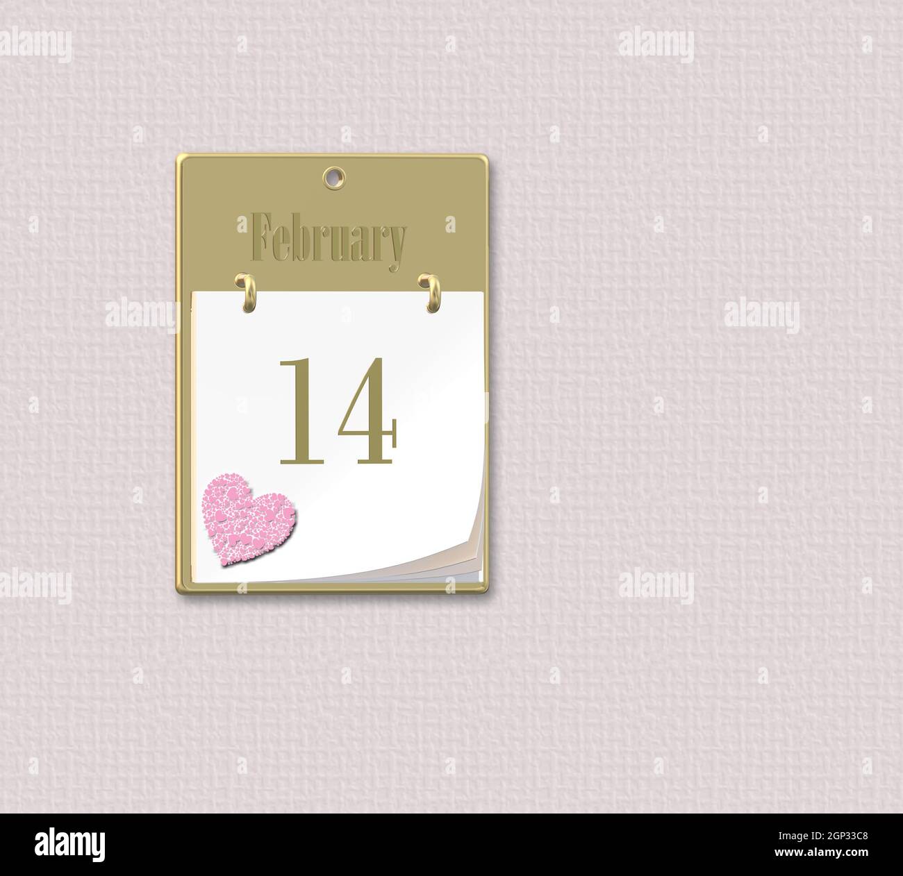 Calendar 14 February, Valentine's Day with pink Heart, Valentines card ...