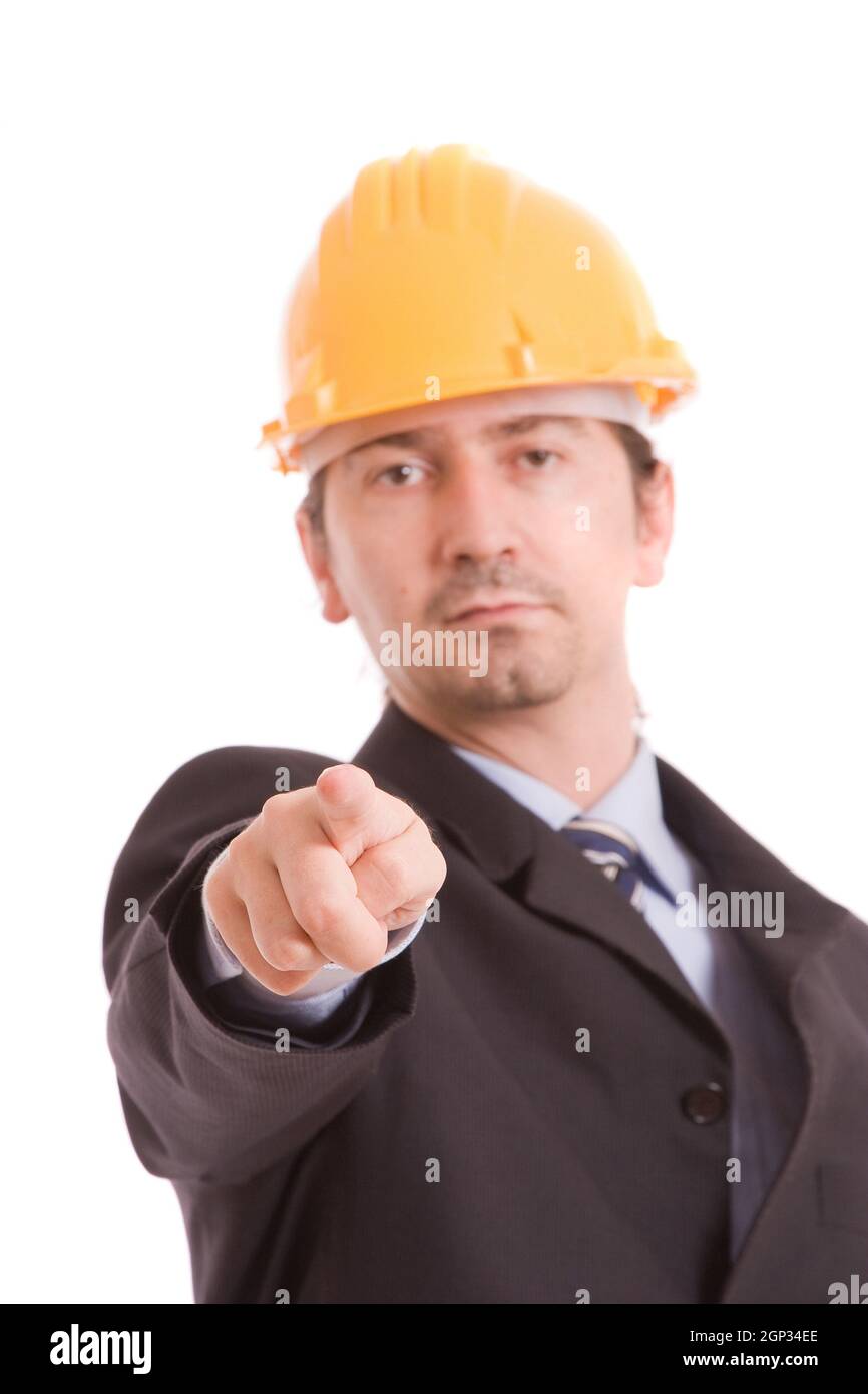 Business man, pointing forward - focus on finger Stock Photo - Alamy
