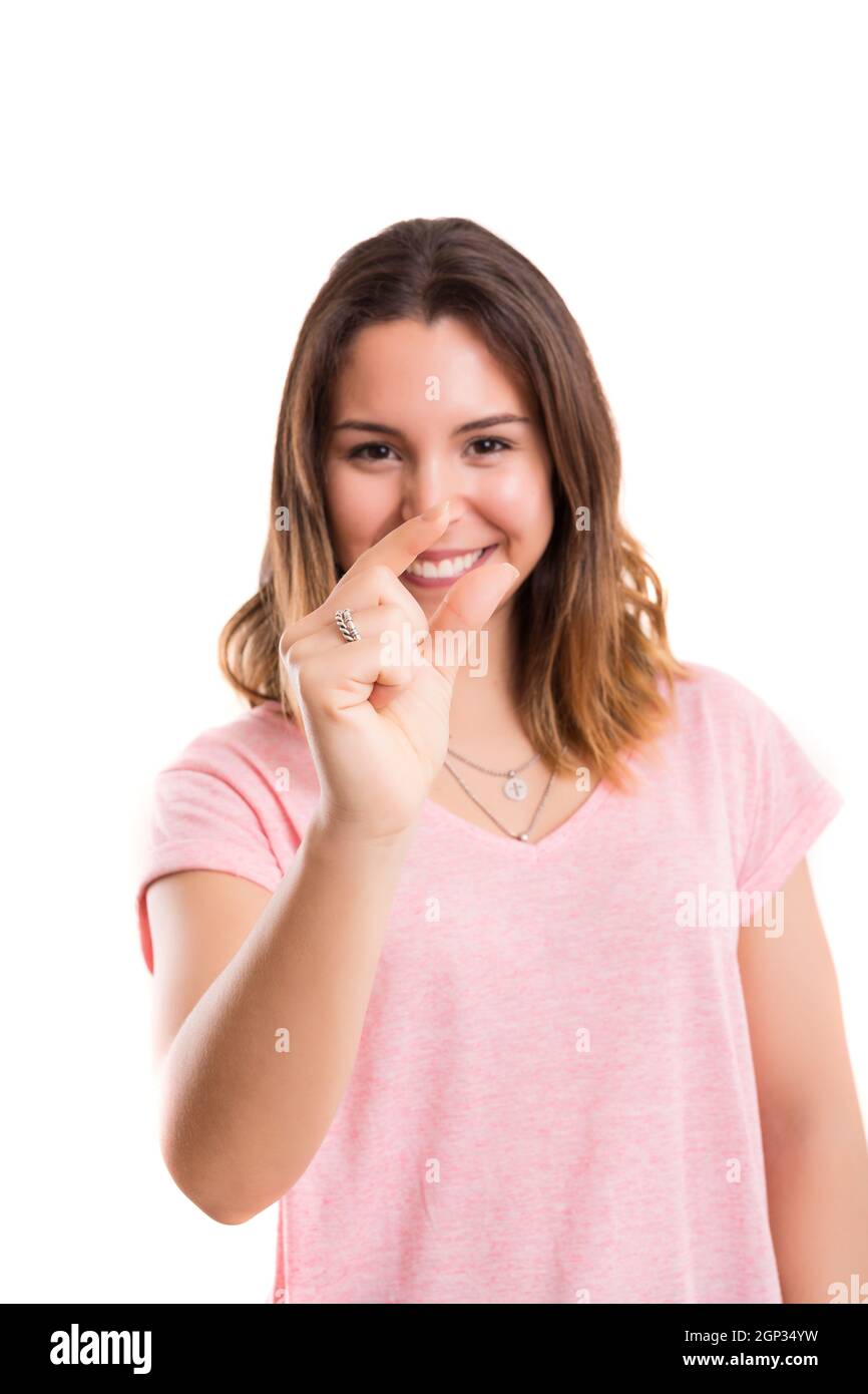 Woman pinch inch hi-res stock photography and images - Alamy