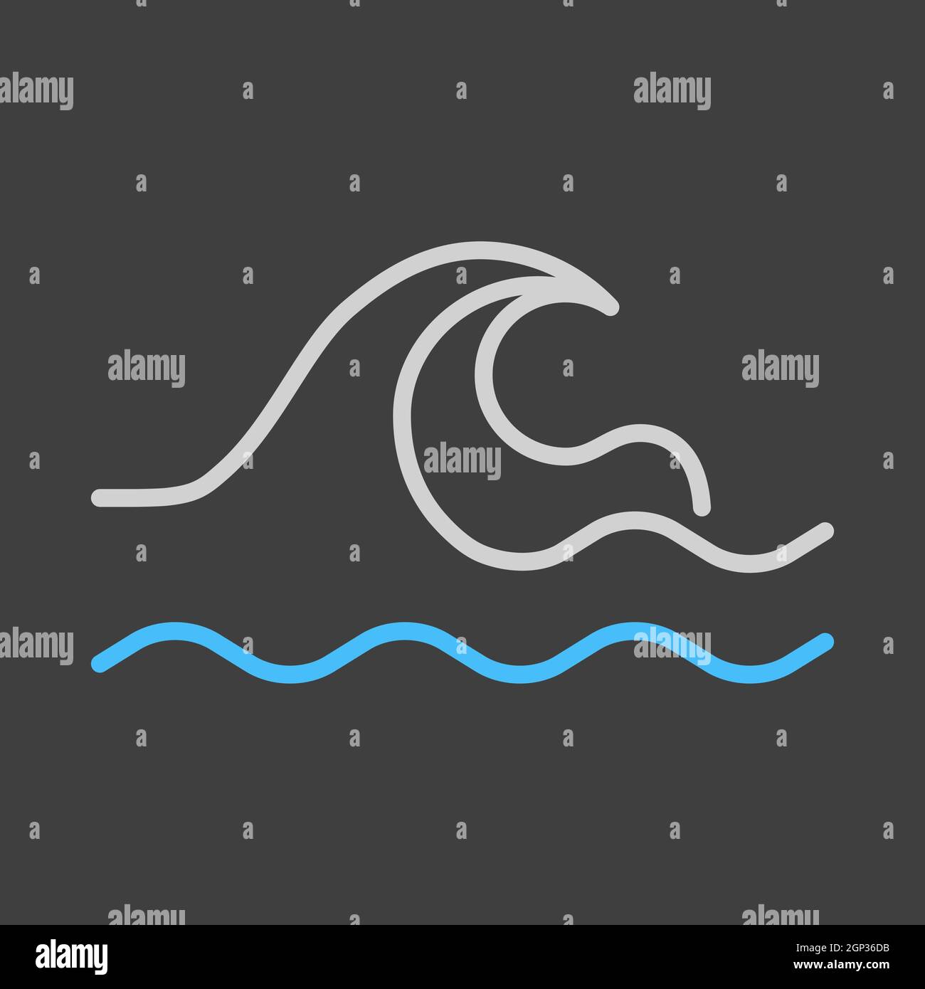 Sea waves vector icon on dark background. Nature sign Stock Vector ...