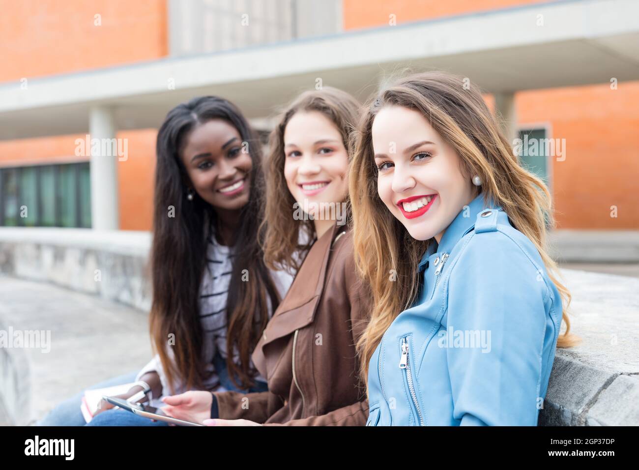 Group multi ethnic young students at the university campus Stock Photo ...