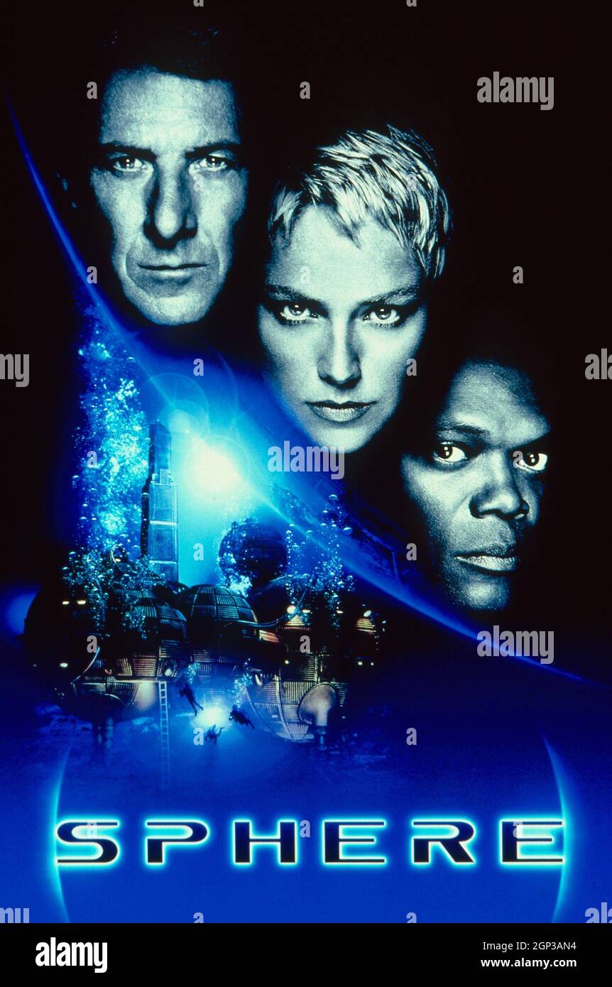 SPHERE, poster art, from left: Dustin Hoffman, Sharon Stone, Samuel L. Jackson, 1998. © Warner ...