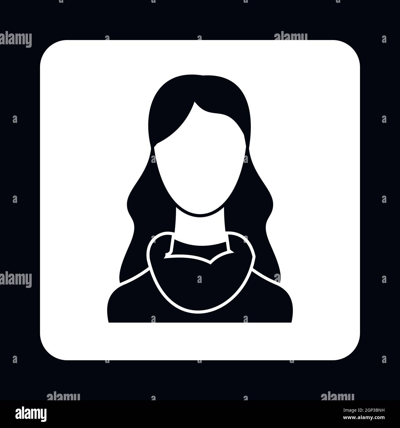 Girl with long hair avatar icon, simple style Stock Vector Image & Art ...