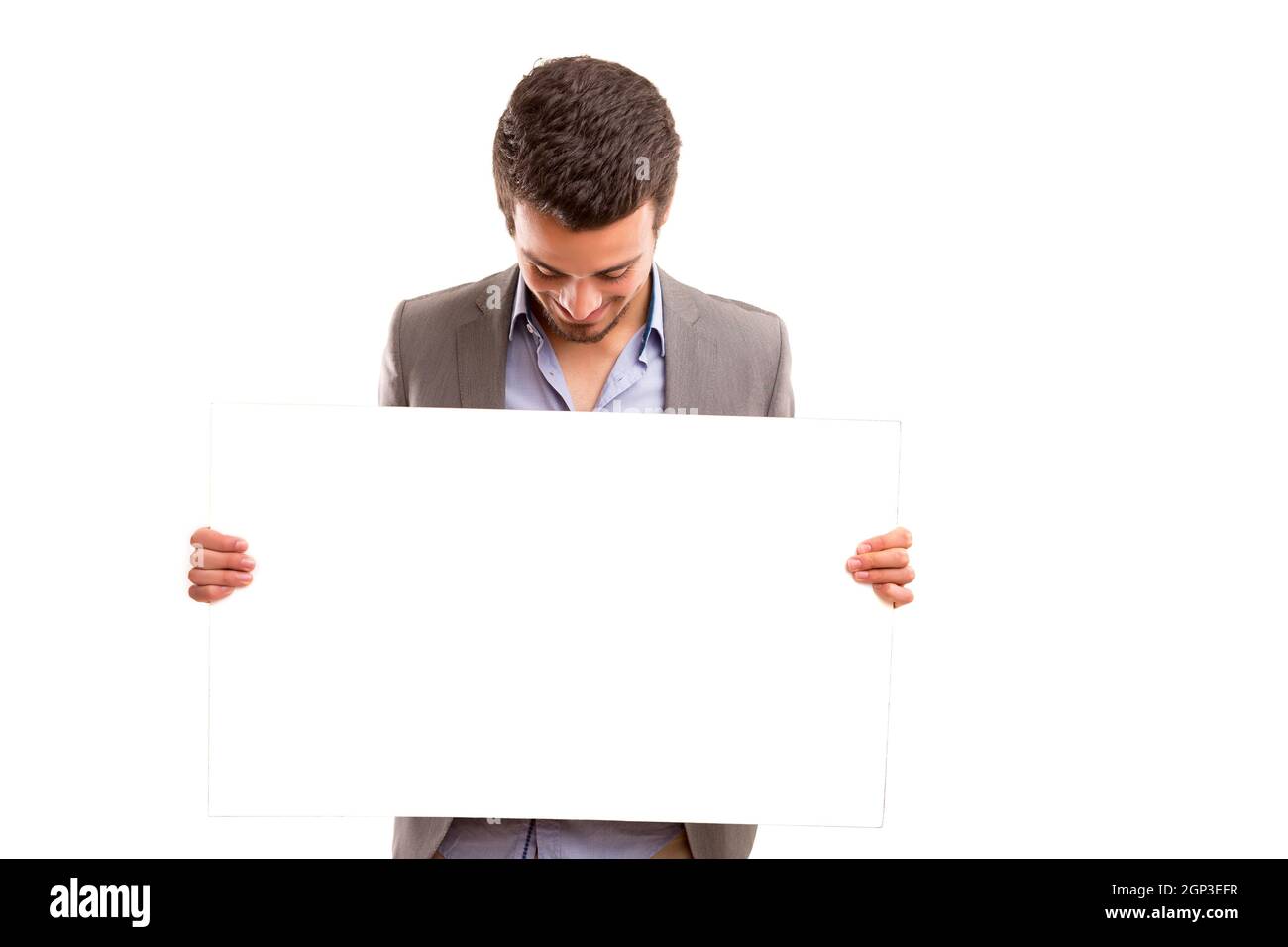 Handsome business man presenting your product Stock Photo - Alamy