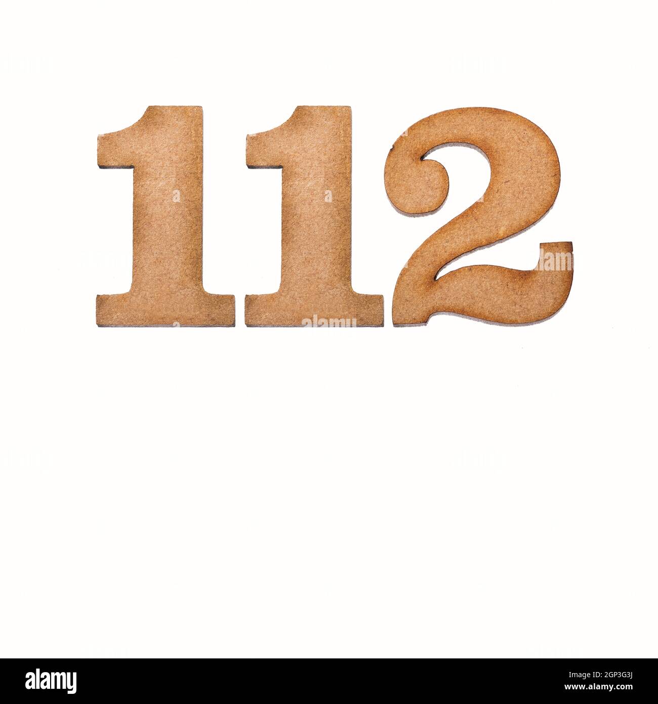 Number 112 in wood, isolated on white background Stock Photo - Alamy