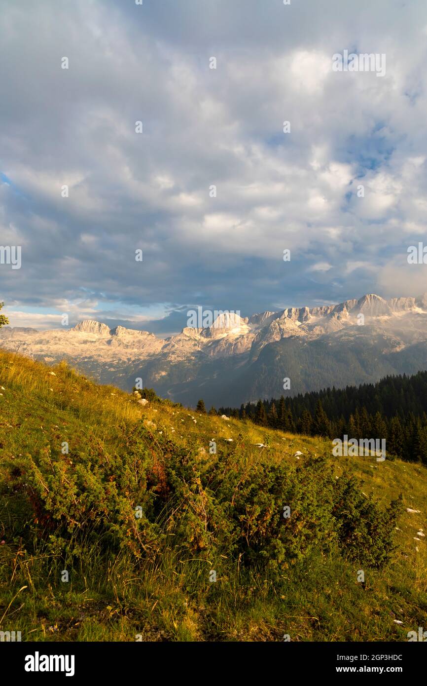 Dolomites on Italian and Slovenian border around mountain Monte Ursic ...