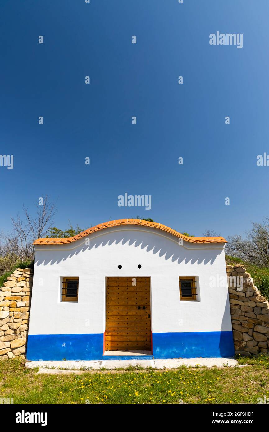 Group of typical outdoor wine cellars in Plze near Petrov, Southern Moravia, Czech Republic ...