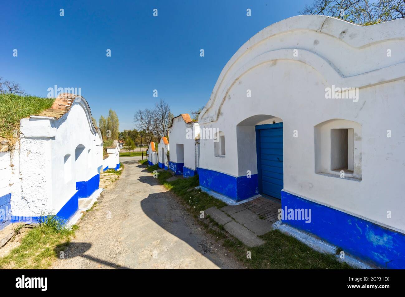 Group of typical outdoor wine cellars in Plze near Petrov, Southern ...