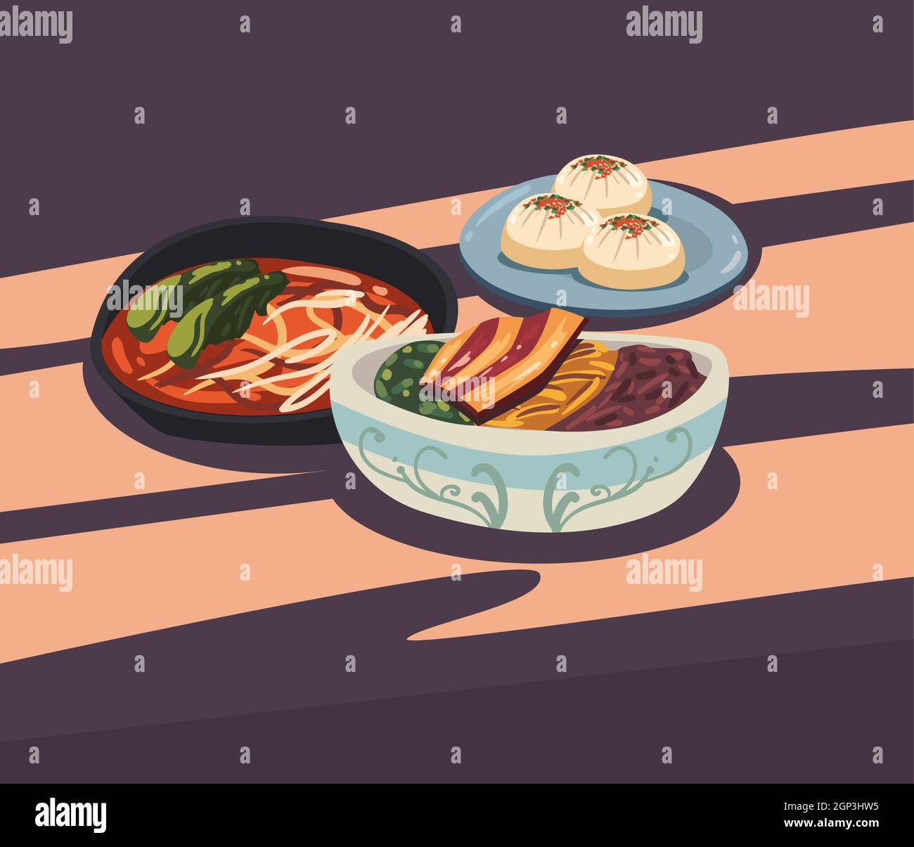 Taiwanese food bowls on the floor Stock Vector Image & Art - Alamy