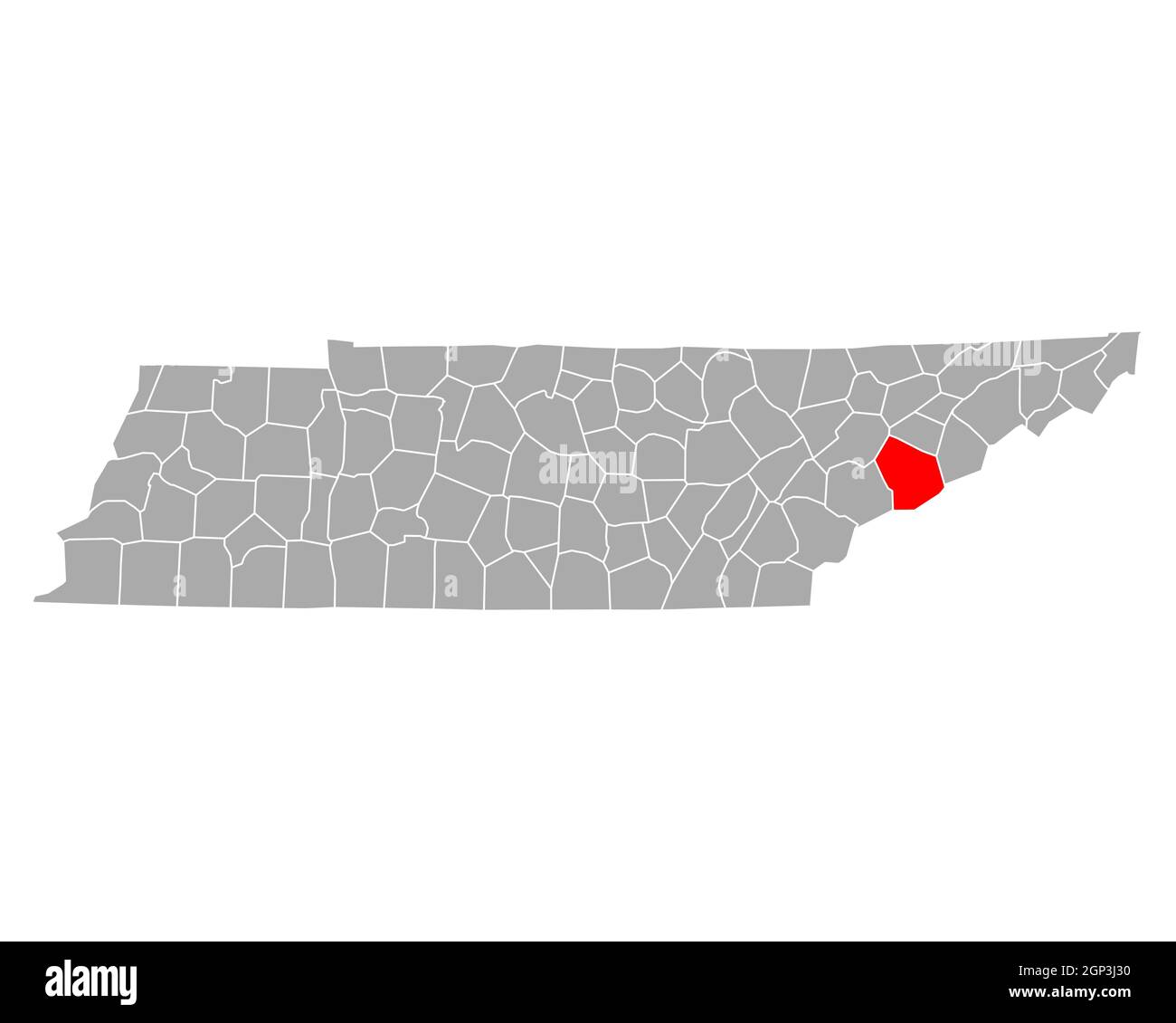 Map of Sevier in Tennessee Stock Photo - Alamy