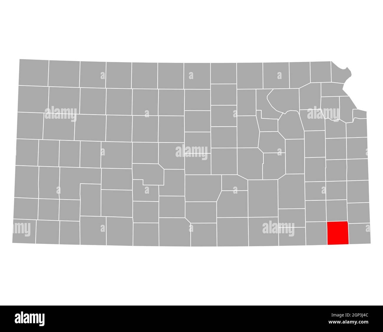 Map of Labette in Kansas Stock Photo - Alamy