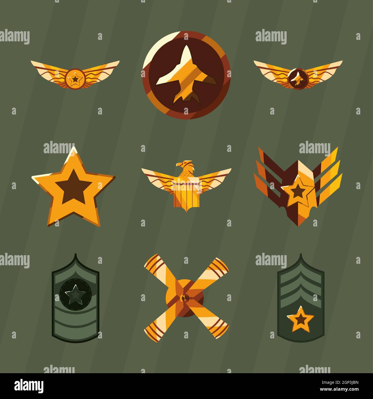 Military forces badges icons on striped background Stock Vector Image ...