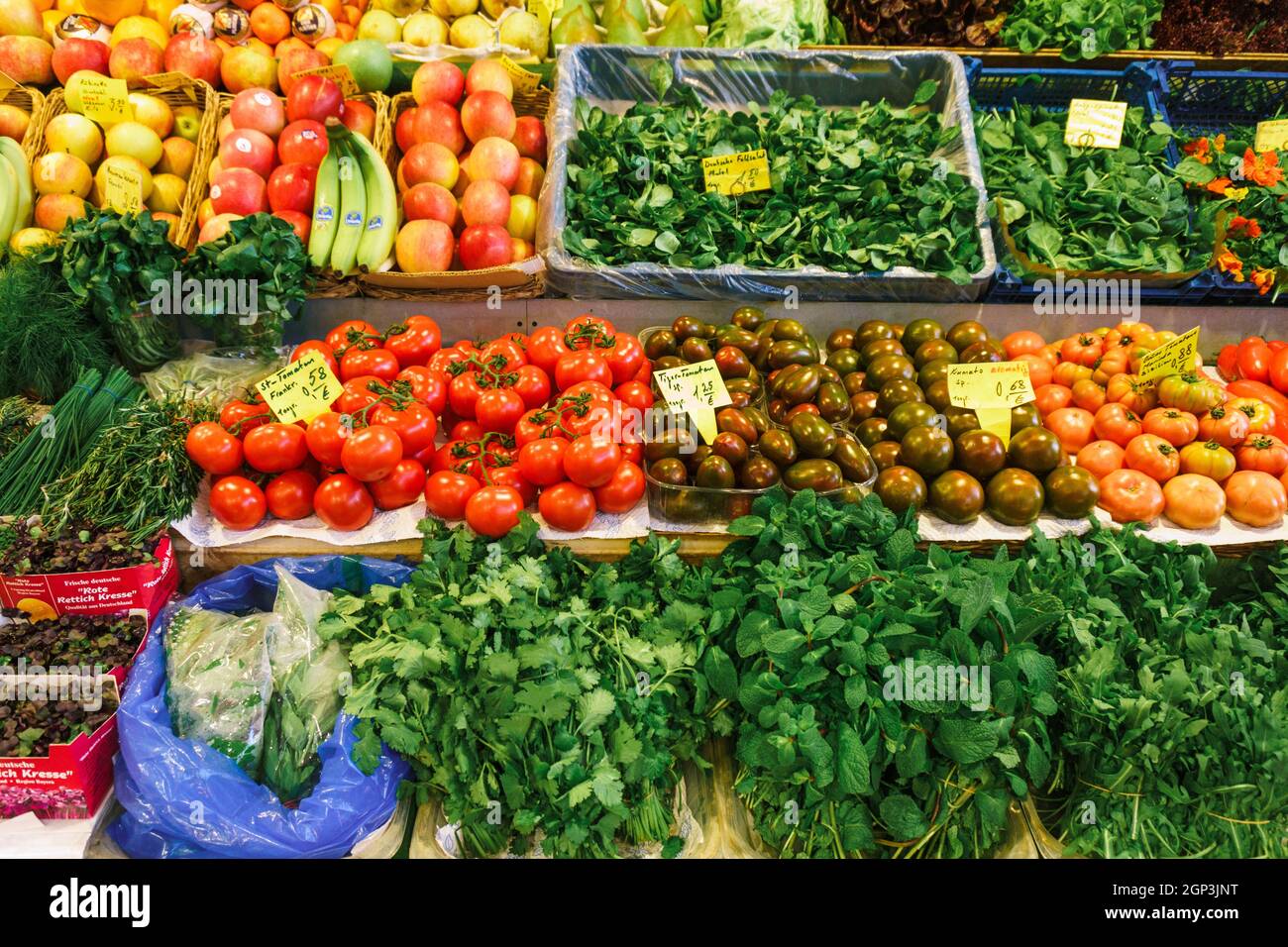 Fruit And Vegetable Market Lots Of Different Fresh Fruits And