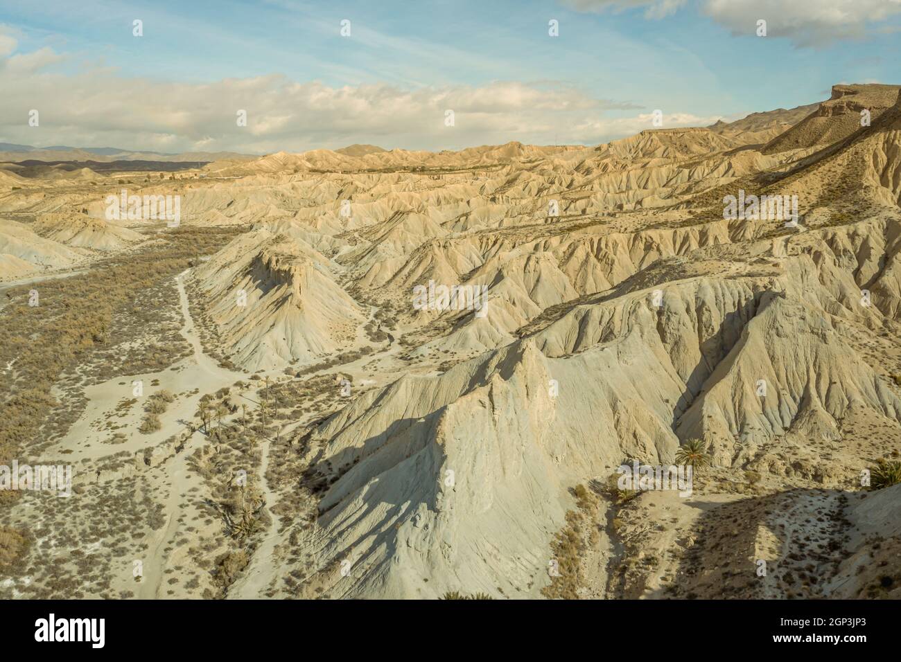 drone Aerial view of Tabernas desert landscape in Andalusia Almeria ...