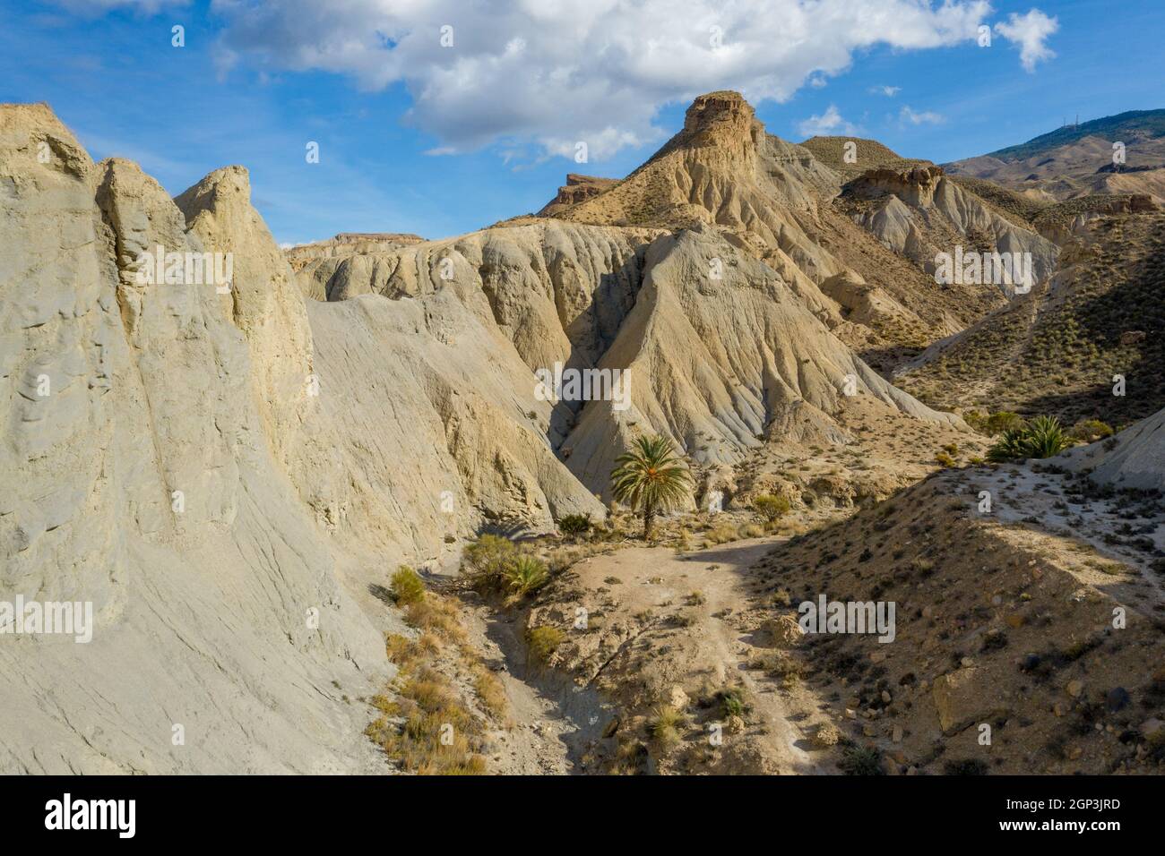 drone Aerial view of Tabernas desert landscape in Andalusia Almeria ...