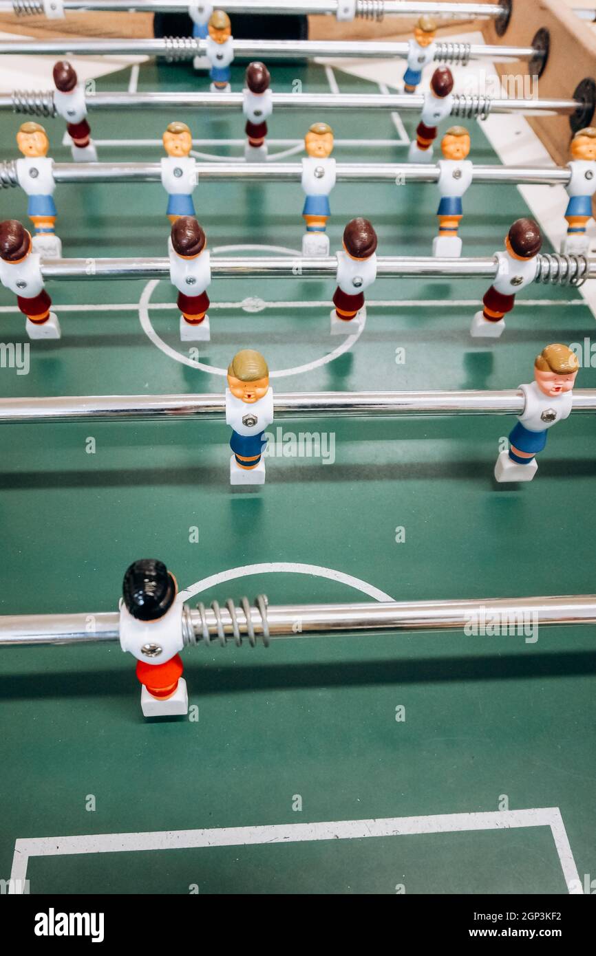 Table football game with red and blue players. Football game Stock ...