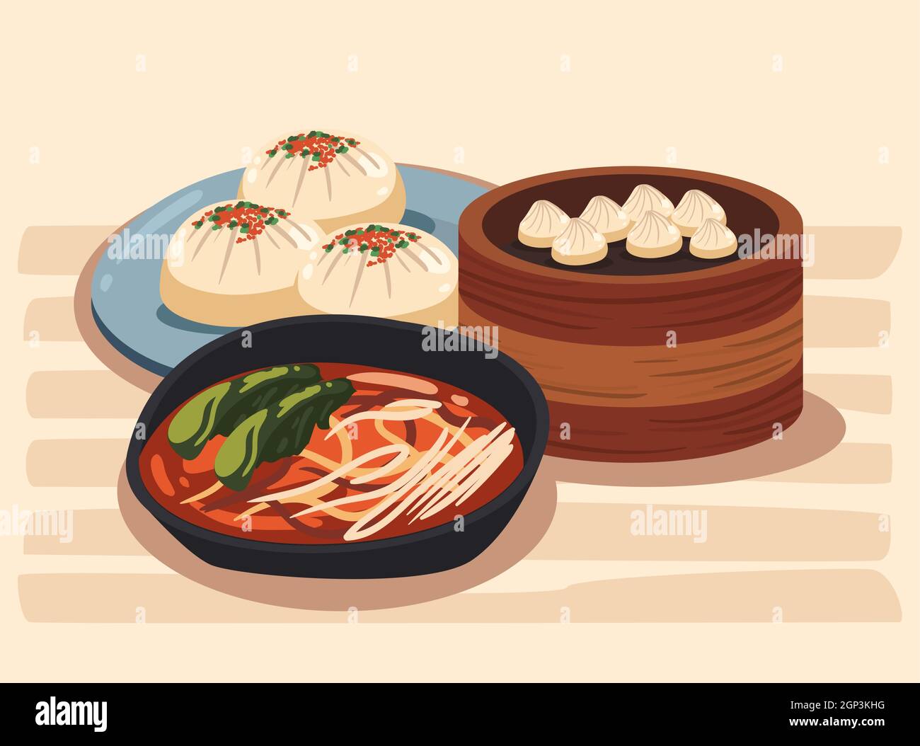 Taiwanese traditional food on striped background Stock Vector Image ...