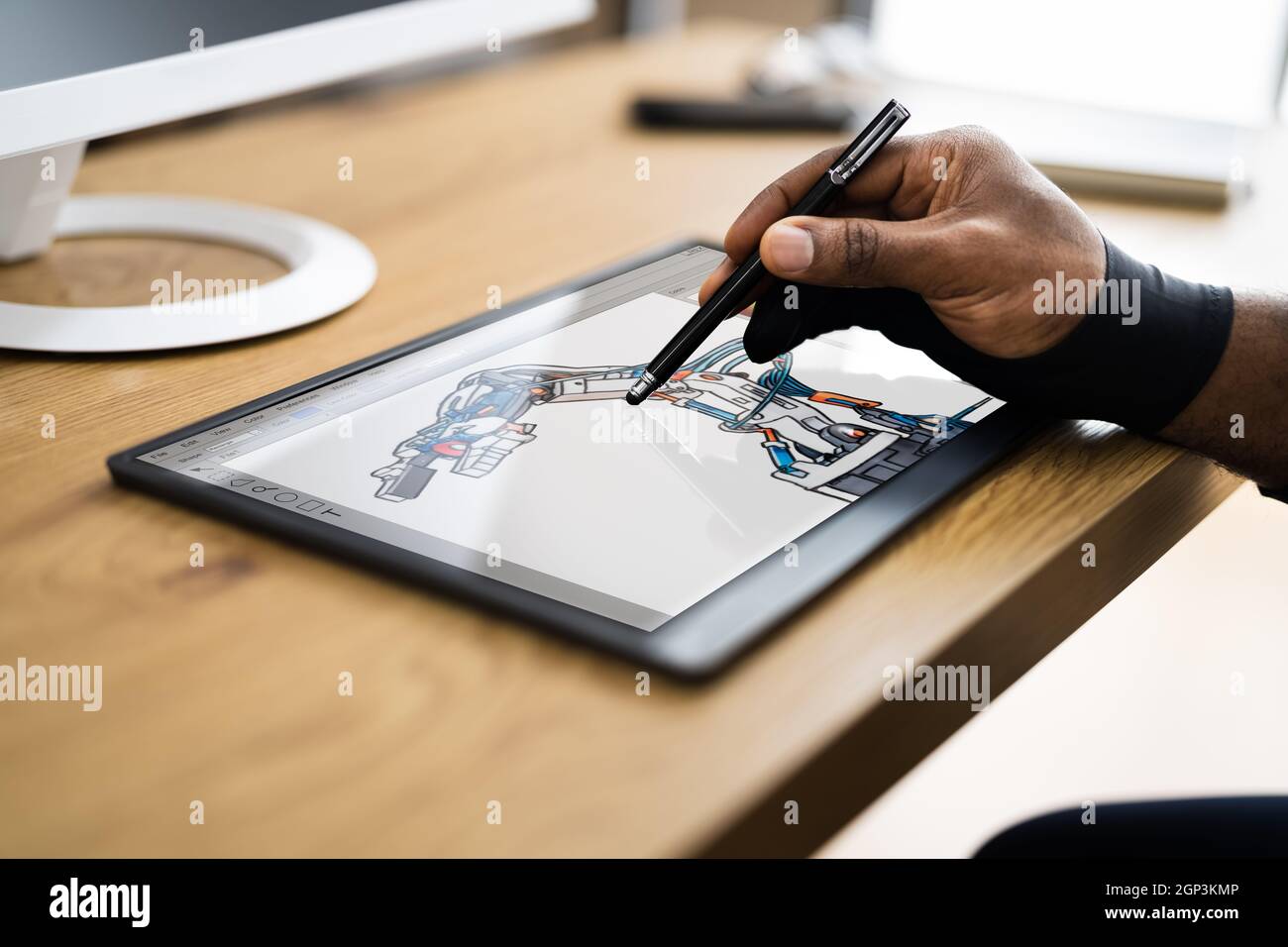 African American Man Using Graphic Tablet Painting On Screen Stock ...