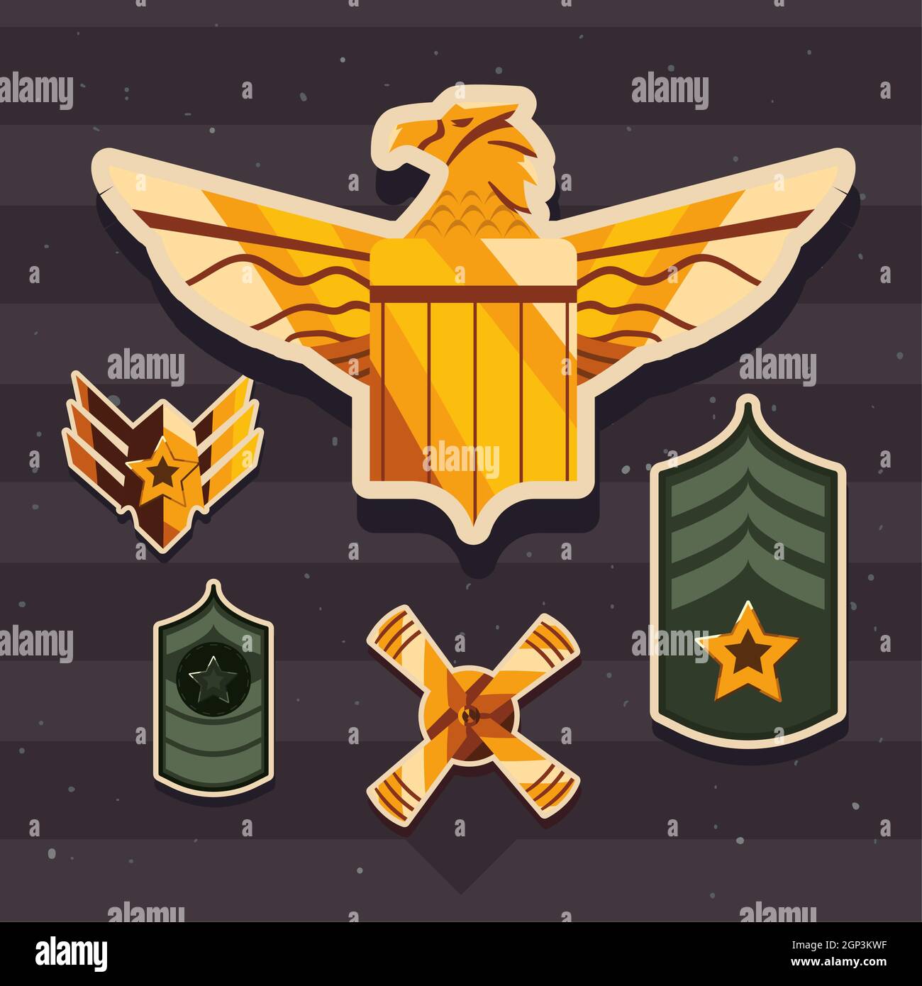 Military forces stickers icons on striped background Stock Vector Image ...