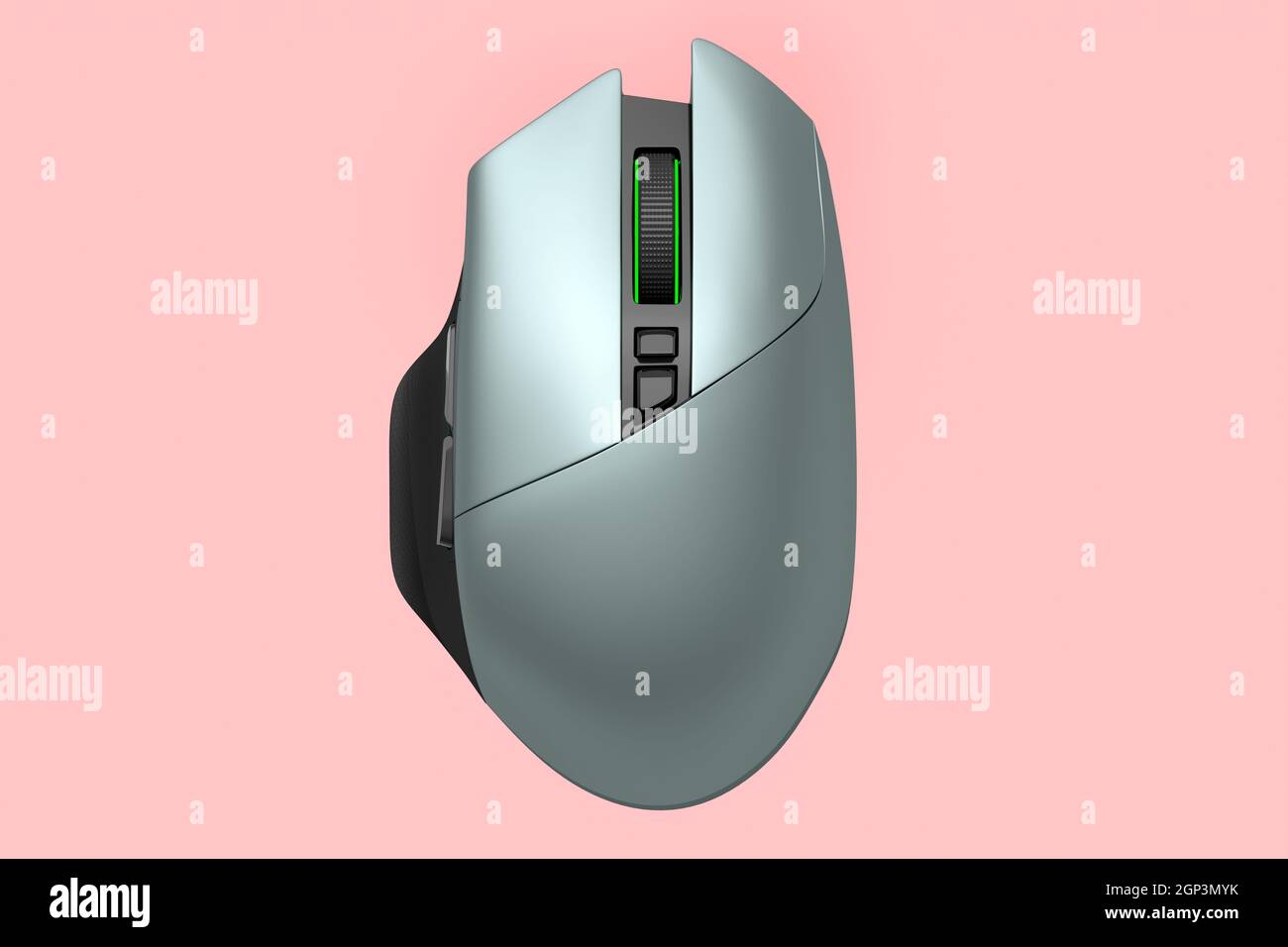 Modern silver wireless gaming computer mouse on professional pad ...