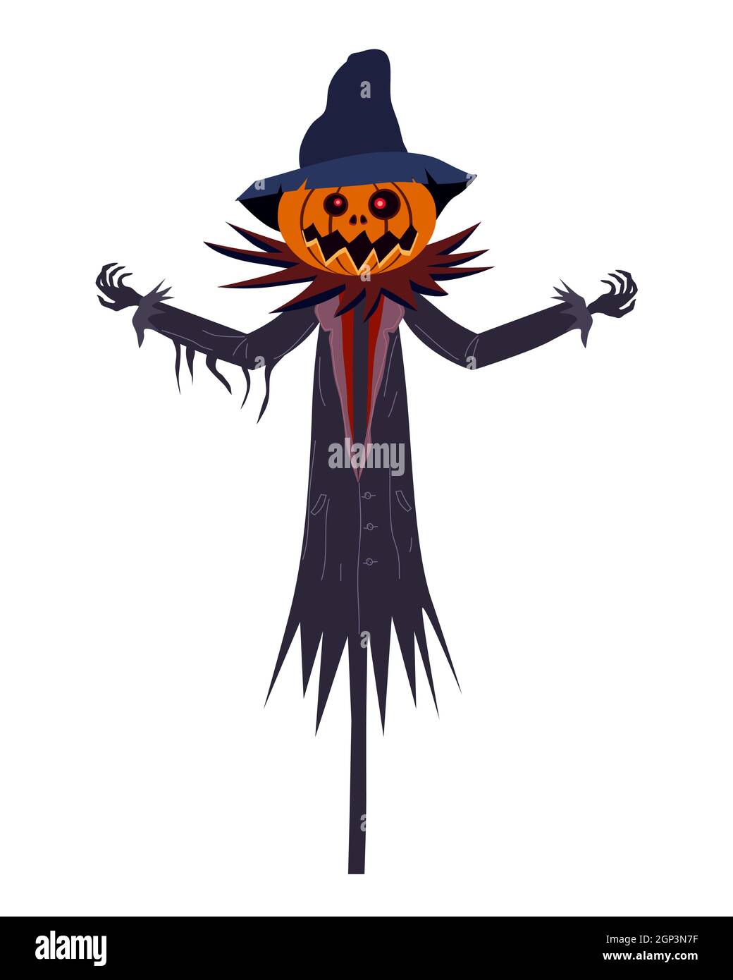 Scary cartoon pumpkin head halloween scarecrow illustration jack o ...
