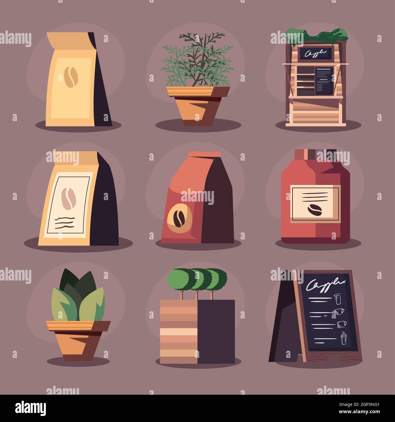 coffee icon set on purple background Stock Vector Image & Art - Alamy