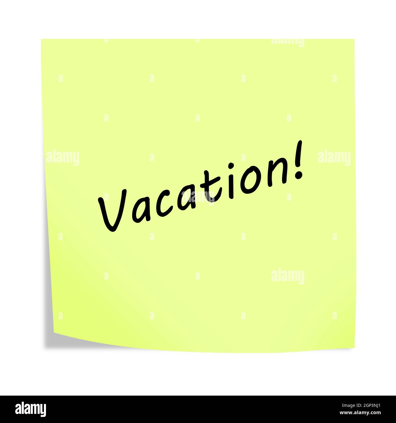 A vacation 3d illustration post note reminder on white with clipping ...