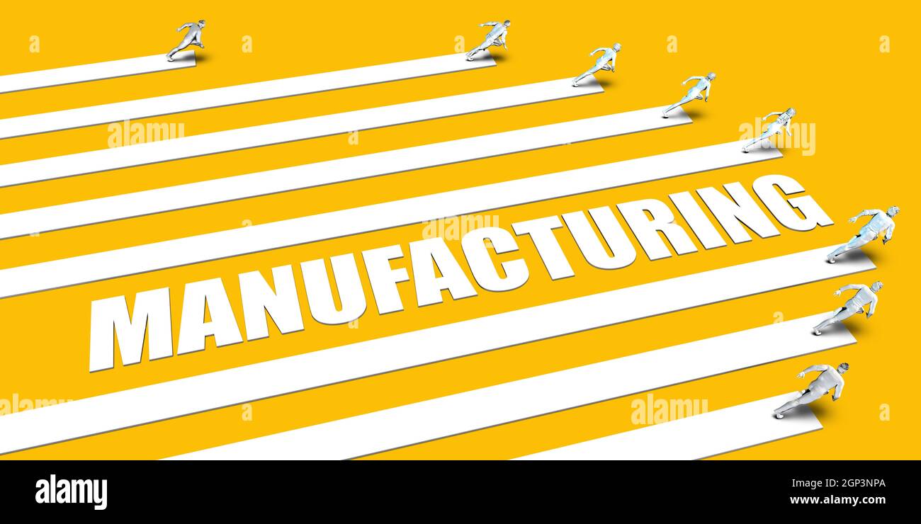 Manufacturing Concept with Business People Running on Yellow Stock ...