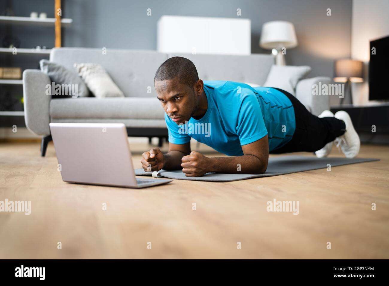 African American Doing Fitness Workout Exercise Class Stock Photo - Alamy